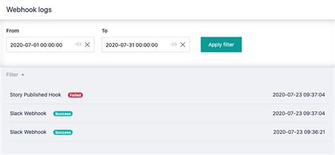 Webhook Logs Storyblok