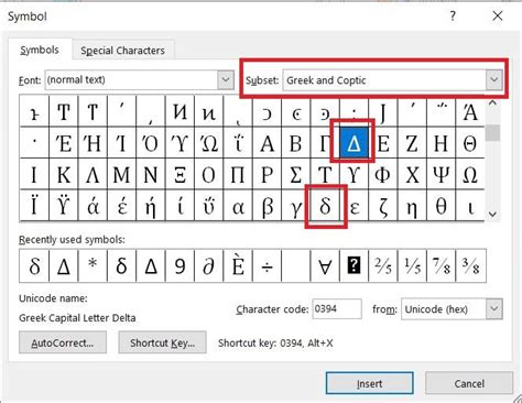 Delta In Microsoft Word