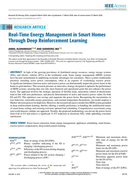 Real Time Energy Management In Smart Homes Through Deep Reinforcement Learning Pdf