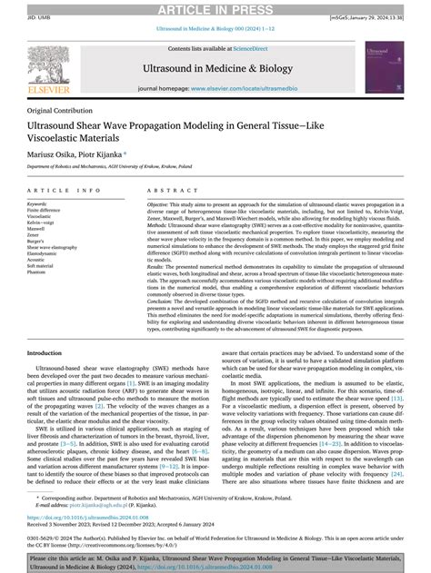 Pdf Ultrasound Shear Wave Propagation Modeling In General Tissuelike Viscoelastic Materials