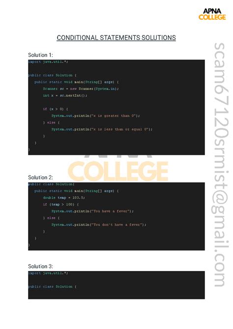 Conditional Solutions Conditional Statements Solutions Solution 1 Import Java Public Class
