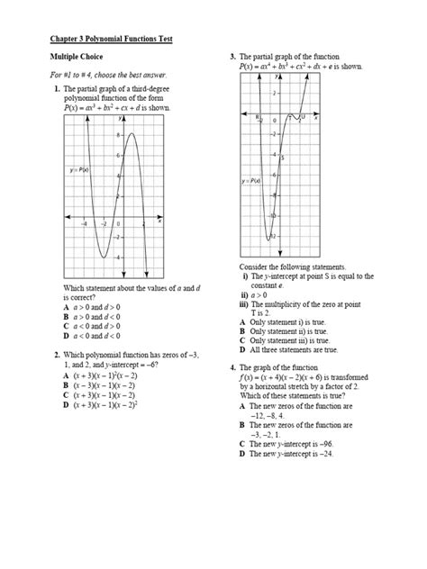 Ch3 Polynomial Func Test A Pdf Zero Of A Function Function