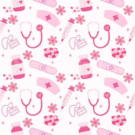 Pink Nurse Life Seamless Pattern Files For Medical Fabric Sublimation