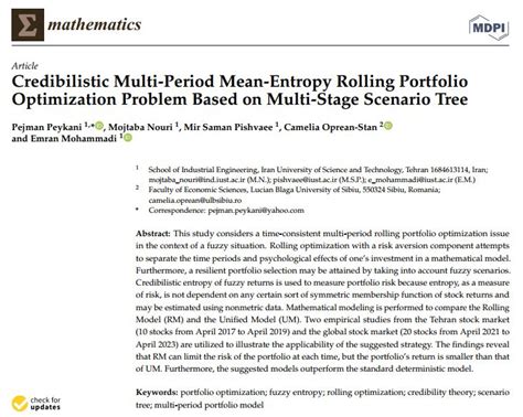 Credibilistic Multi Period Rolling Portfolio Optimization Problem Pejman Peykani Posted On The
