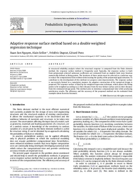 Pdf Adaptive Response Surface Method Based On A Double Weighted Regression Technique