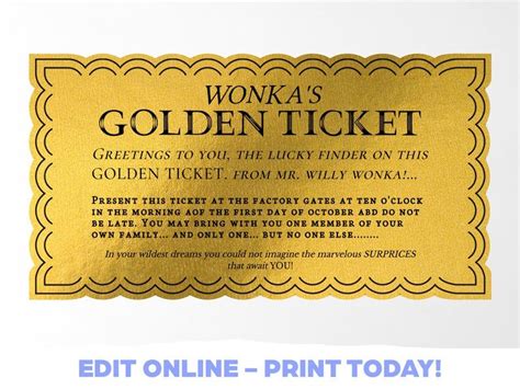 Willy Wonka Golden Ticket Template If You Are An Event