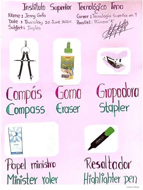 The Classroom Objects Homework Pdf