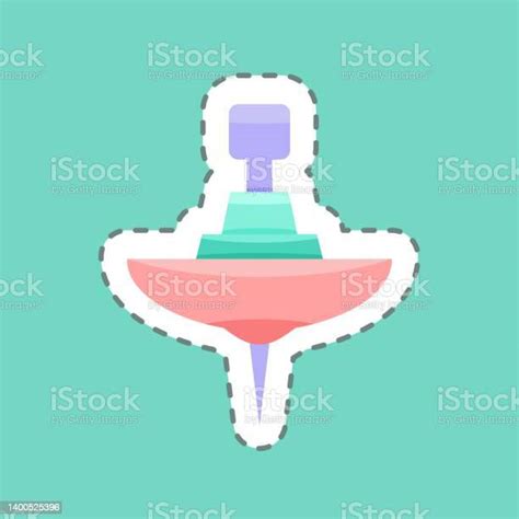 스티커 라인 컷 허밍 탑 어린이 기호에 적합합니다 편집 가능한 간단한 디자인 디자인 템플릿 벡터 간단한 그림 0명에 대한 스톡