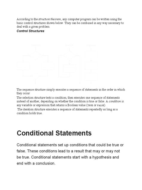 programming control structures a comprehensive guide to conditional