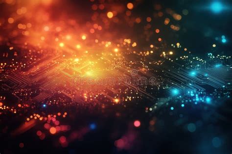 Abstract Digital Background Featuring Illuminated Circuits And Vibrant