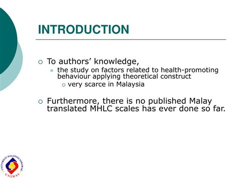 Ppt Reliability And Validity Of The Malay Translated Multidimensional Health Locus Of Control