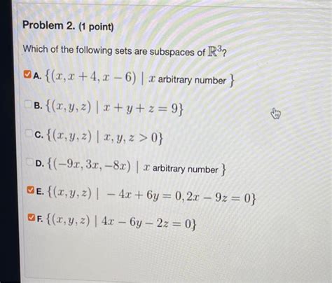 Solved Which Of The Following Sets Are Subspaces Of R3 A Chegg Com