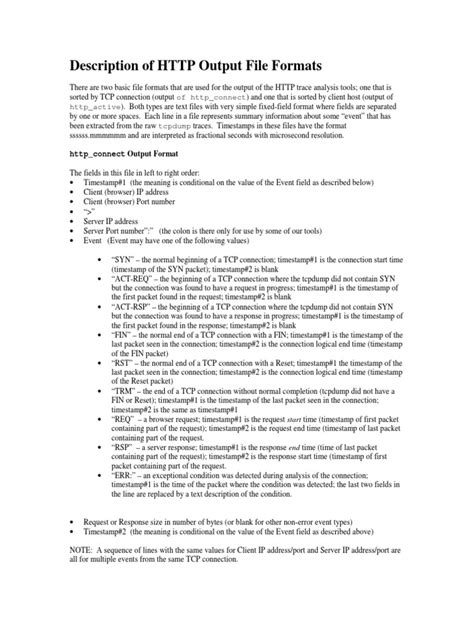 Description Of Output File Formats Pdf Transmission Control