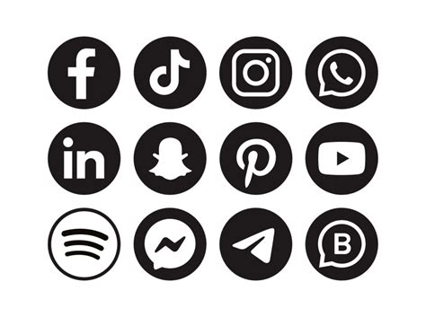 Social Media Icons Black And White Pngs For Free Download