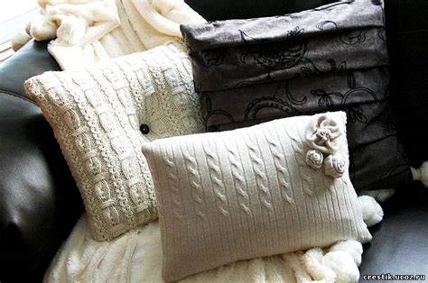 Декоративные вязаные подушки своими руками мастер классы по пошиву Крестик