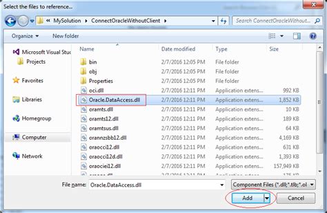 Подключиться к базе данных Oracle в C без Oracle Client