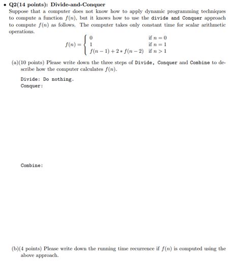 Solved Q214 Points Divide And Conquer Suppose That A