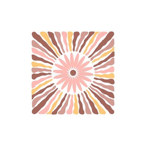 Bohemian Inspired Floral Motif With A Central Flower Radiating