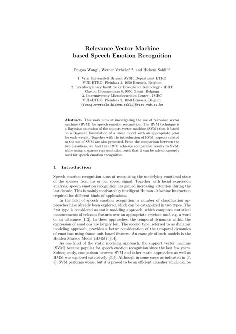 Pdf Relevance Vector Machine Based Speech Emotion Recognition