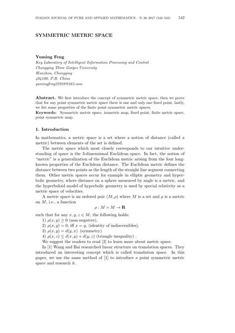 Pdf Symmetric Metric Space