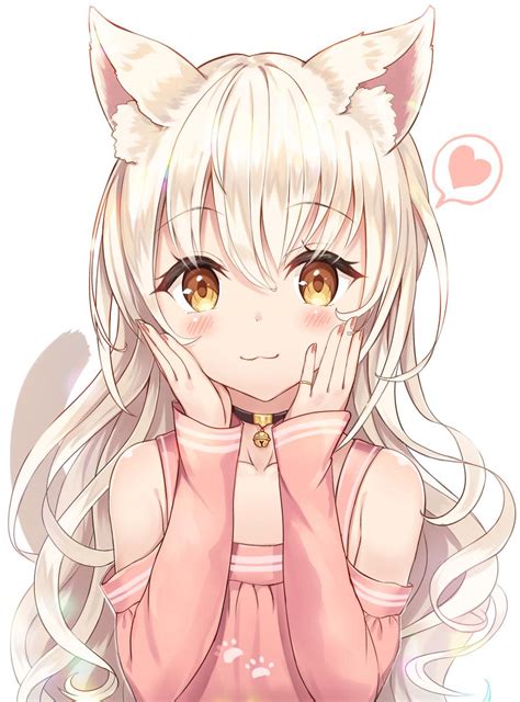 Adorable White Hair Cat Girl Original Rruanime