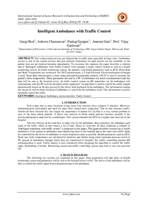 Pdf Intelligent Ambulance With Traffic Control
