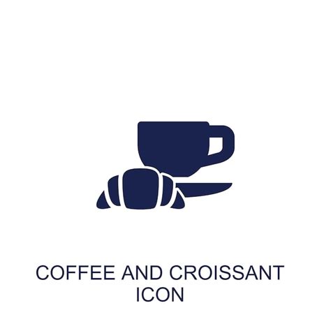 커피와 크루아상 아이콘 흰색 배경 프리미엄 벡터