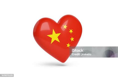 흰색 배경에 고립 된 중화 인민 공화국의 국기 색상이있는 심장 3d 그림 1에 대한 스톡 사진 및 기타 이미지 1 10월 3차원 형태 Istock
