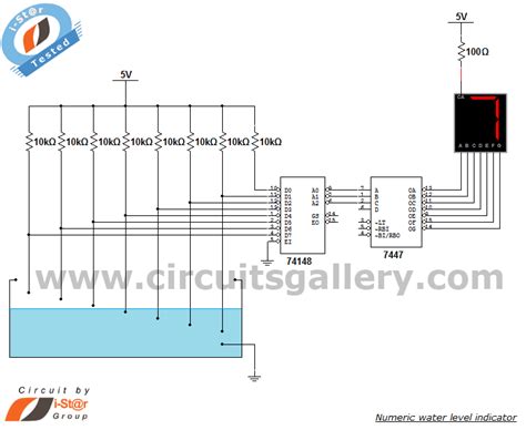 numeric water level indicator liquid level sensor circuit diagram with