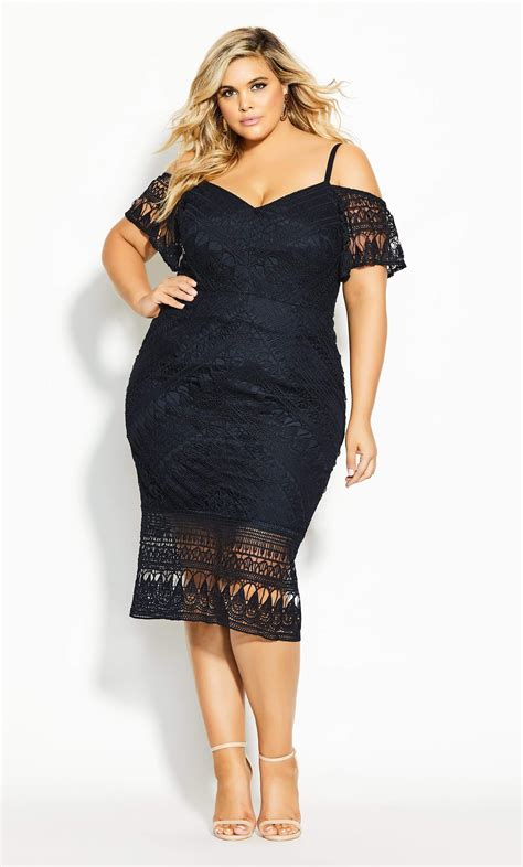City Chic Impressions Dress In Navy Blue Glamour Dress Dress Curvy