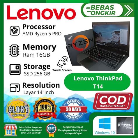 Jual Laptop Lenovo Thinkpad T Amd Ryzen Pro Ram Gb Ssd Gb Layar Inch Full Hd