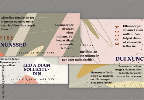 web banner layout overlapping blobs textured with spots and lines stock