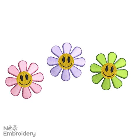 Smiley Mini Flower Embroidery Design Nextembroidery