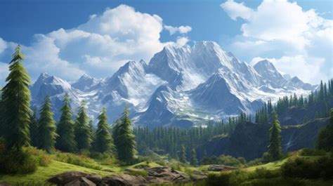 Eerily Realistic Mountain Landscape With Hyperrealistic Details Premium AI Generated Image