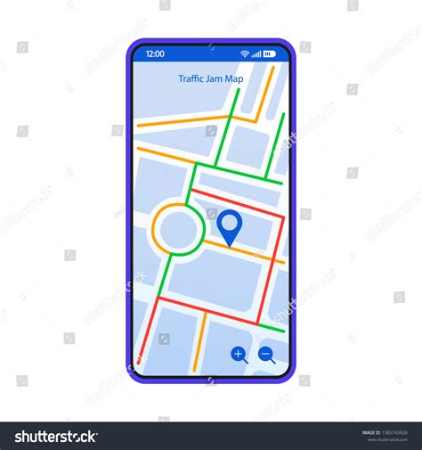 Traffic Jam Map Smartphone Interface Vector Stock Vector Royalty Free 1385745926 Shutterstock