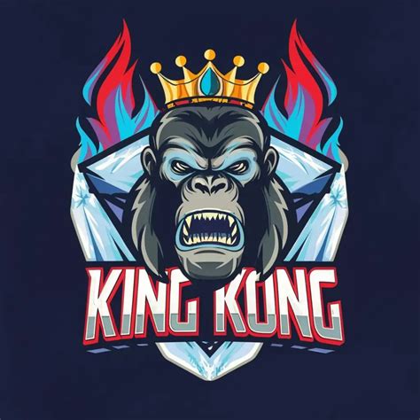 Logo Design For King Kong Intense Gorilla Fire With Regal Ice Crown And Bold Typography For