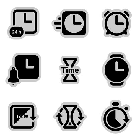 Icons For Theme Clock Time Timer Alarm Clock Vector Icon Set