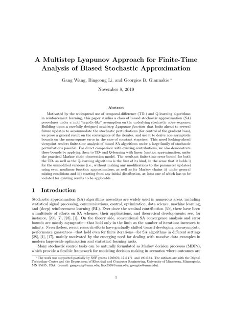Pdf A Multistep Lyapunov Approach For Finite Time Analysis Of Biased