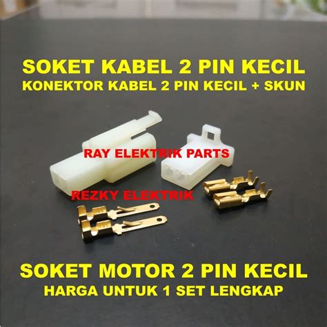 Jual Soket Kabel Konektor Motor 2 Pin Kecil 1 Set Dengan Skun Male