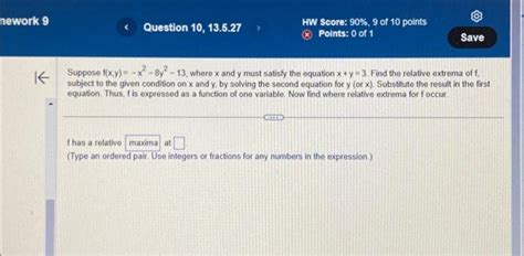 Solved Suppose F X Y −x2−8y2−13 Where X And Y Must Satisfy