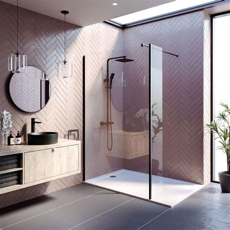 Buy 1200mm Black Wet Room Shower Screen Panel 8mm Easy Clean Glass Walk In Shower Enclosure With