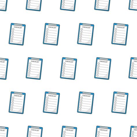 Clipboard With Checklist Seamless Pattern On A White Background Checklist Theme Vector