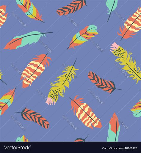 feathers seamless pattern in boho style image vector image