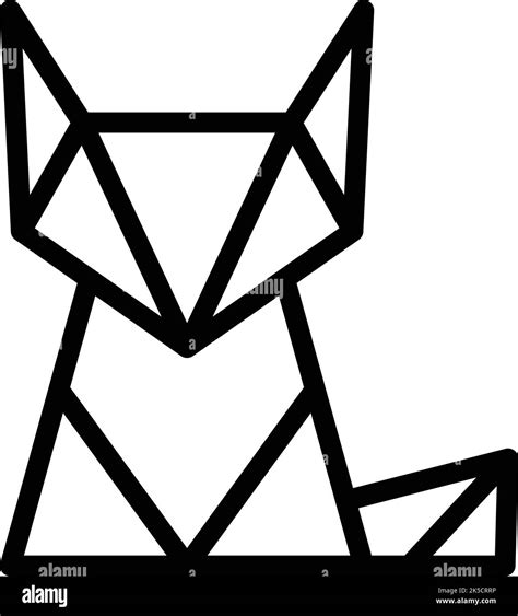 Origami Fox Icon Outline Vector Animal Geometric Polygon Art Stock