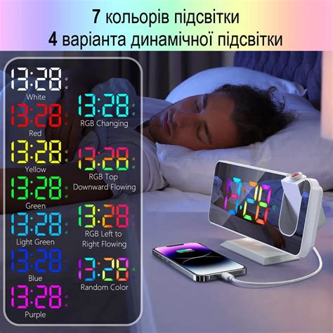 ᐉ Годинник проекційний Mids зі змінним кольором підсвічування А 8827w • Краща ціна в Києві