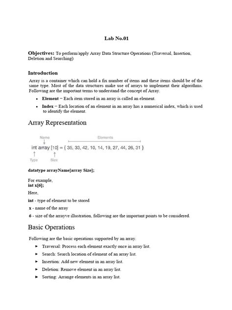 lab01 array pdf computing algorithms and data structures