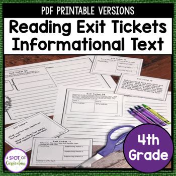 Standards Based Reading Exit Tickets 4th Grade Informational Text