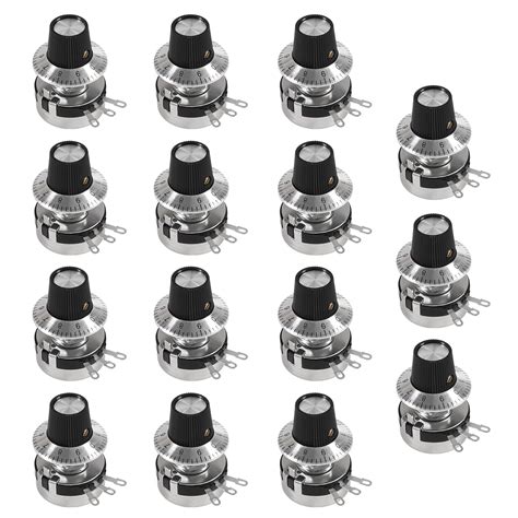Xiitia 15pcs Single Turn Rotary Carbon Linear Variable Potentiometer With 15pcs Knob Wth118 2w