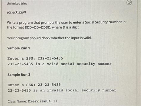 Solved Check SSN Write A Program That Prompts The User To Chegg Com