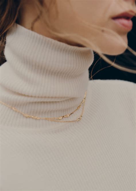 Polène 목걸이 Eroz에호즈 더블 체인 24k 골드 도금 에디션